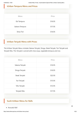 Ichiban menu pdf.pdf | Bars & Restaurants | Attractions
