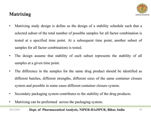ICH Q1D Bracketing and Matrixing designs for stability testing of new ...