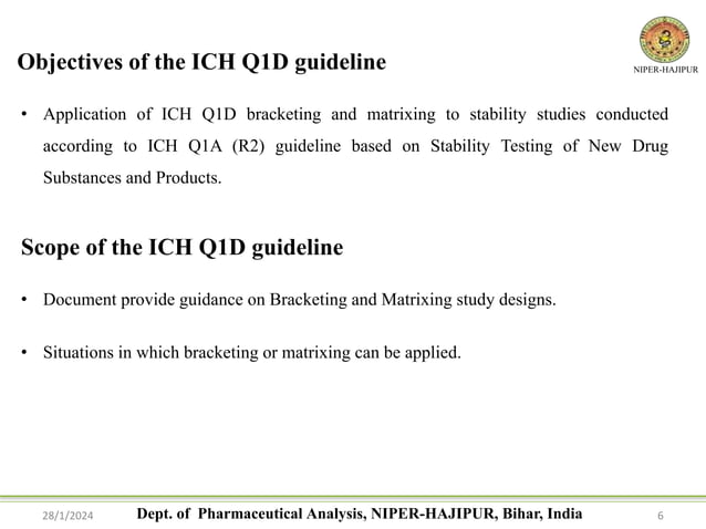 ICH Q1D Bracketing and Matrixing designs for stability testing of new ...