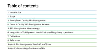 ICH Q9 QUALITY RISK MANAGEMENT(QRM) | PDF