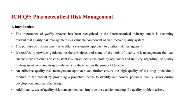 ICH Q9 Guidelines | PPTX | Pharmaceutical Industry | Industries