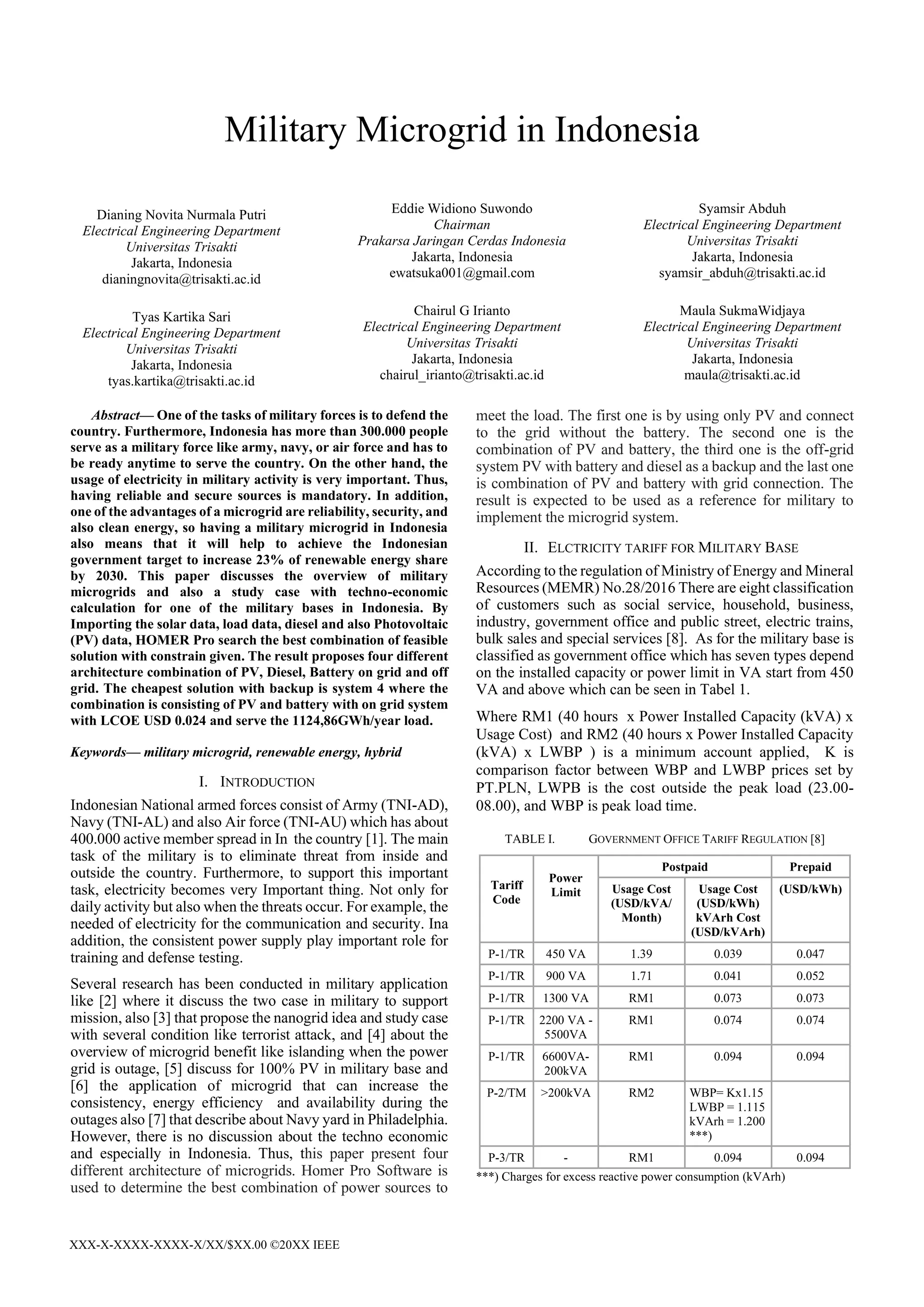 Military Microgrid in Indonesia | PDF
