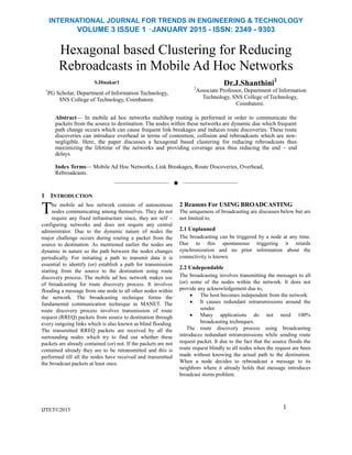 Hexagonal based Clustering for Reducing Rebroadcasts in Mobile Ad Hoc Networks | PDF
