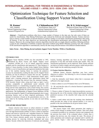 Optimization Technique for Feature Selection and Classification Using ...