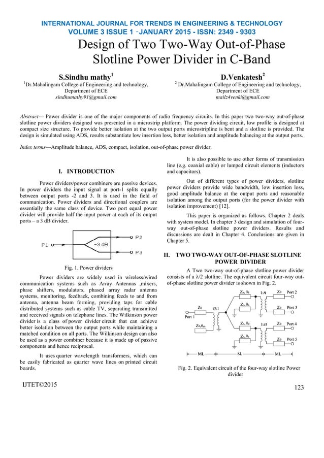 Design of Two Two-Way Out-of-Phase Slotline Power Divider in C-Band | PDF