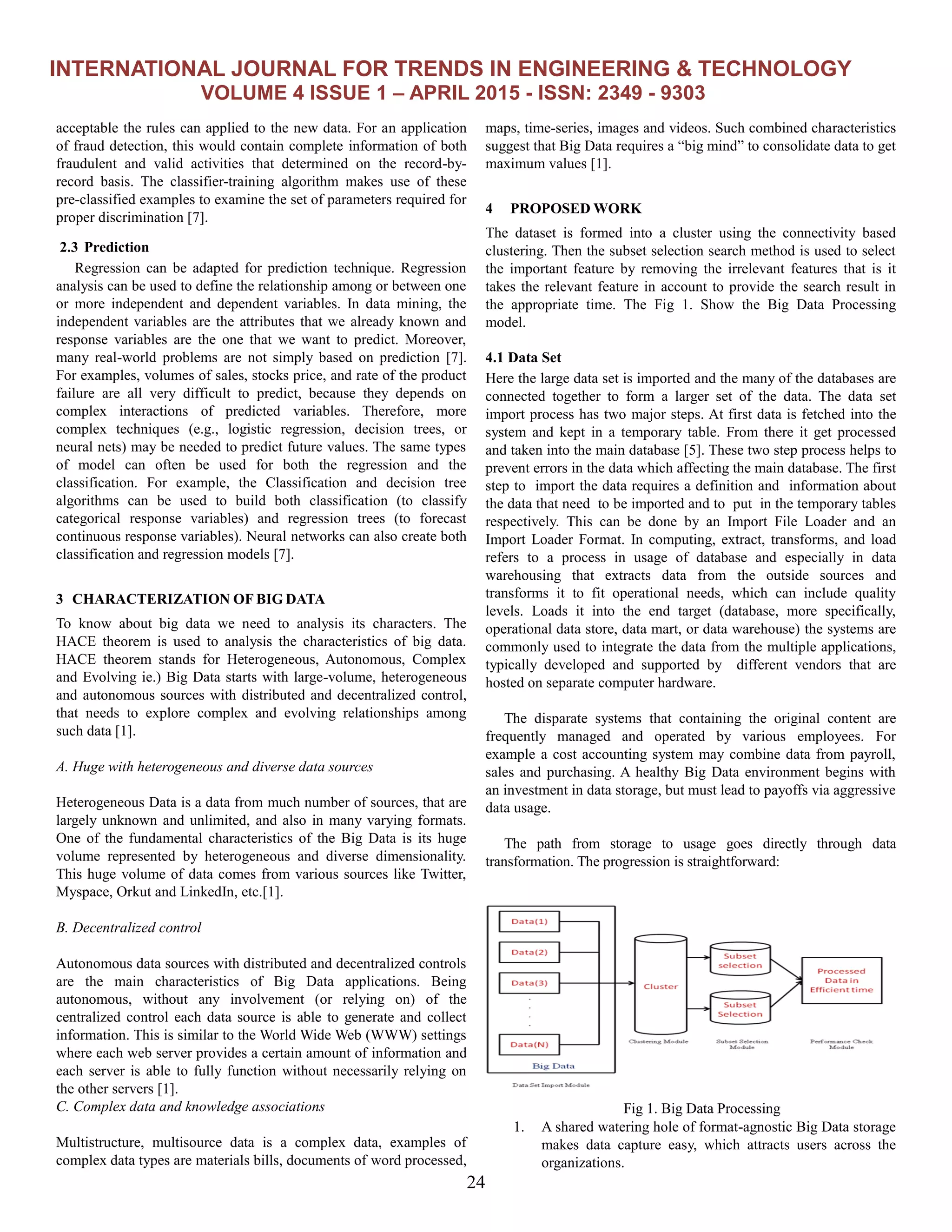 Characterizing and Processing of Big Data Using Data Mining Techniques | PDF