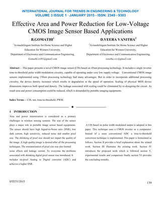 Effective Area and Power Reduction for Low-Voltage CMOS Image Sensor Based Applications | PDF