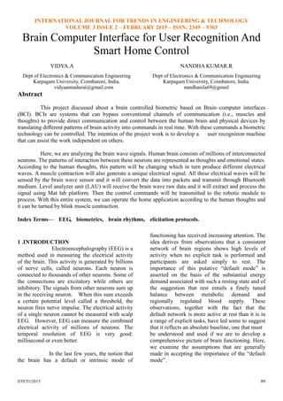 Brain Computer Interface for User Recognition And Smart Home Control | PDF