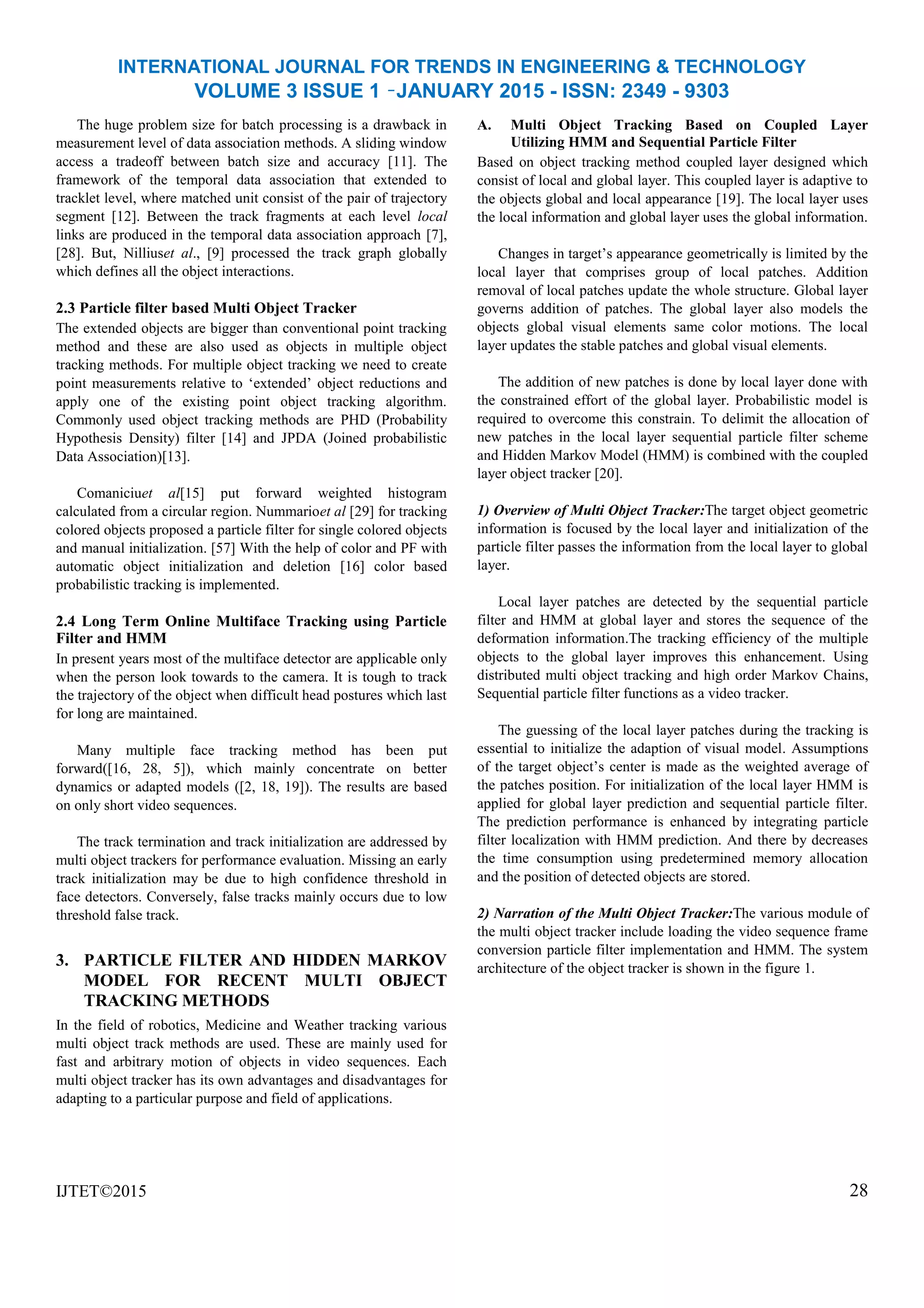 Multi Object Tracking Methods Based on Particle Filter and HMM | PDF