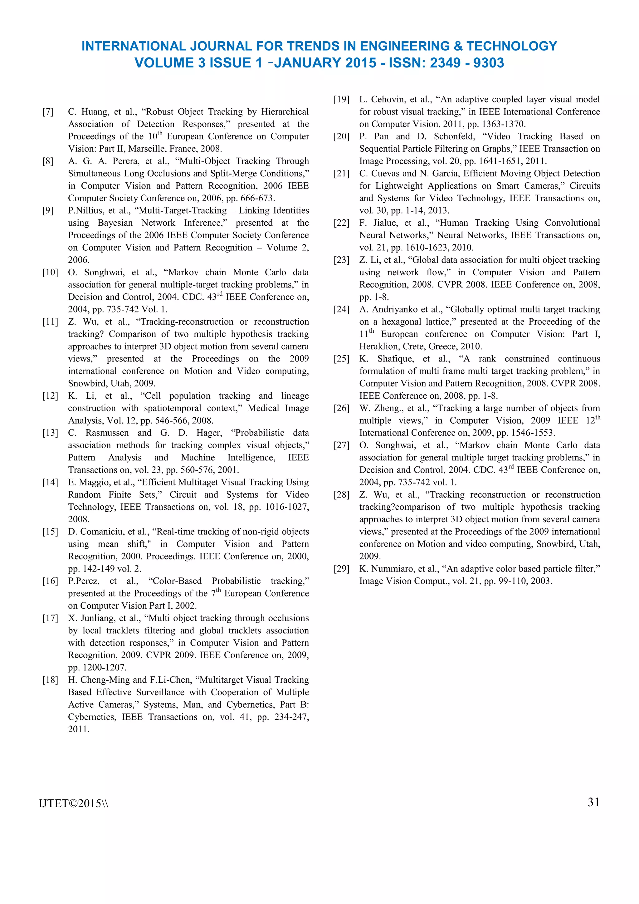 Multi Object Tracking Methods Based on Particle Filter and HMM | PDF