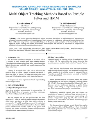 Multi Object Tracking Methods Based on Particle Filter and HMM | PDF ...