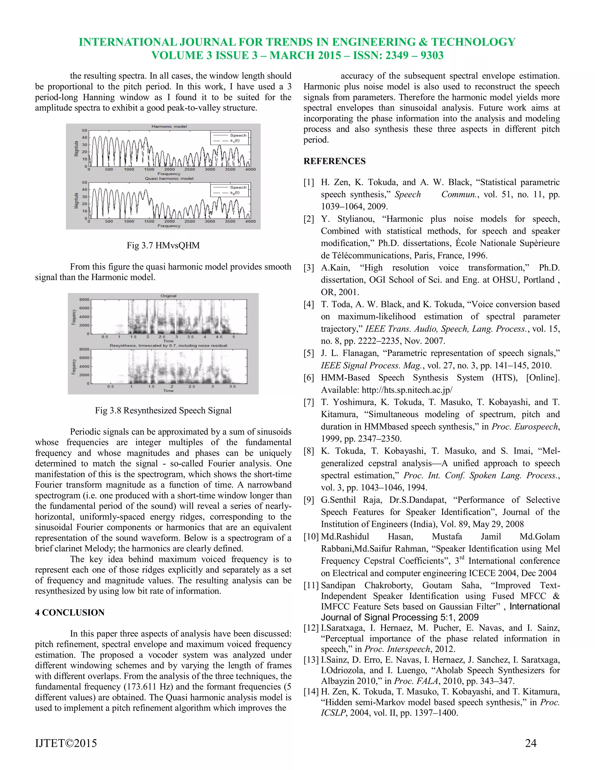 Speech Analysis and synthesis using Vocoder | PDF
