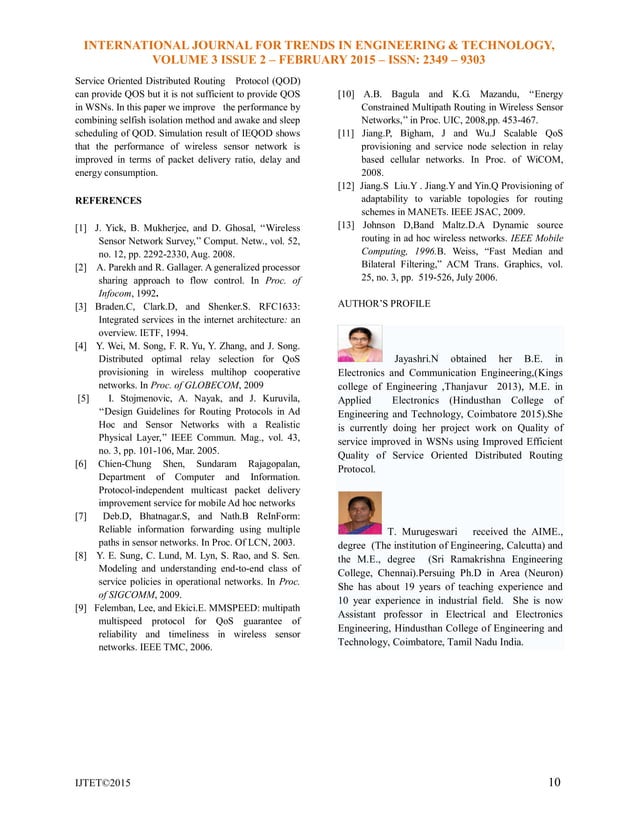 Quality of service improved in WSNs using Improved Efficient Quality of Service Oriented ...