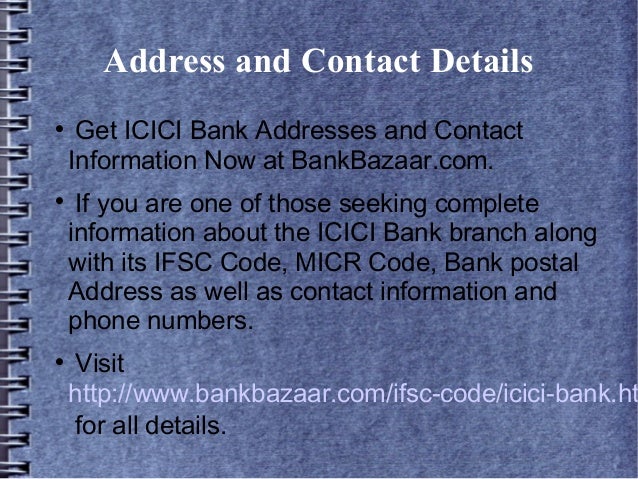 IFSC and MICR Code of ICICI Bank