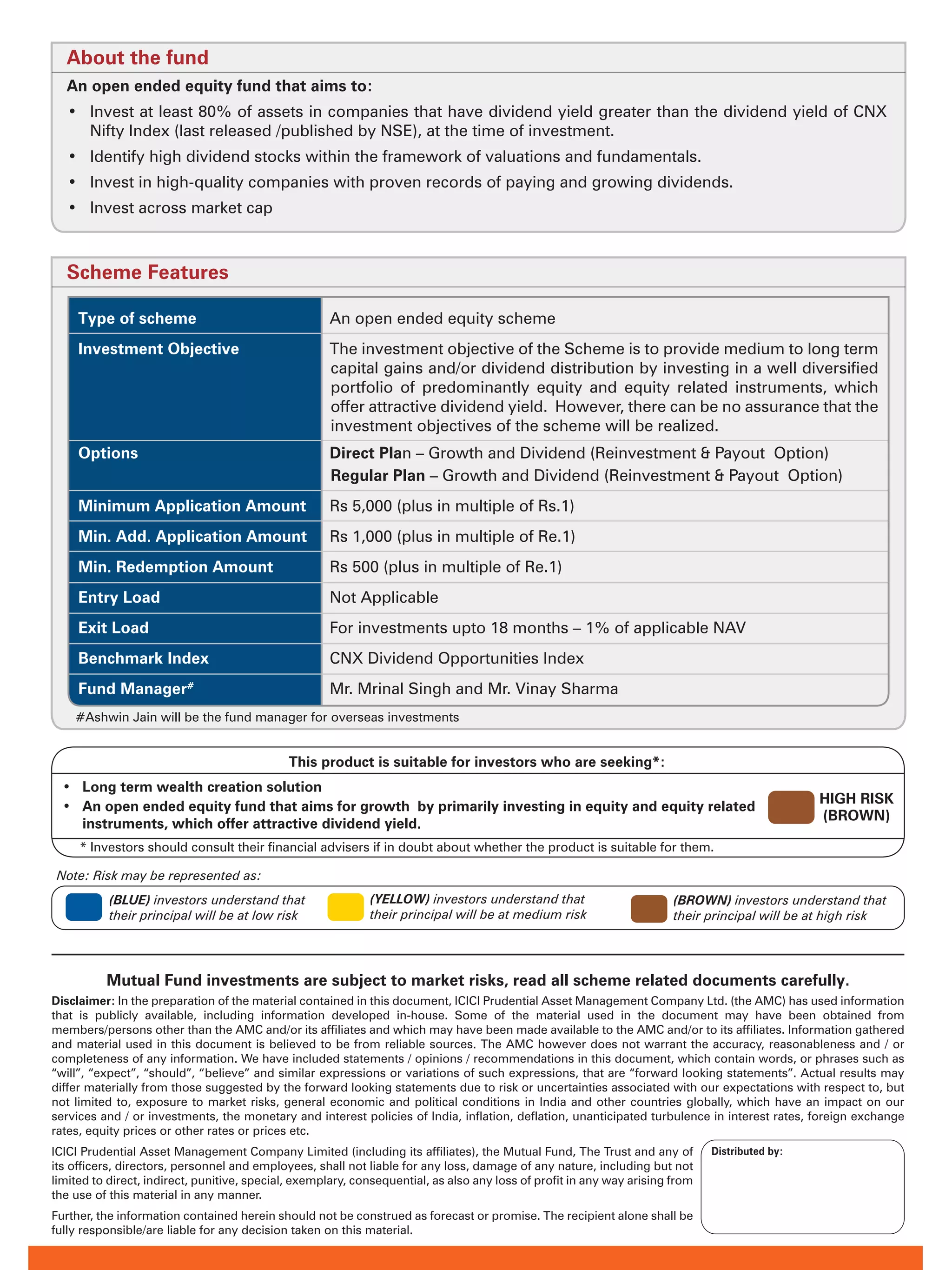 ICICI Prudential Dividend Yield Equity Fund - One Pager | PDF
