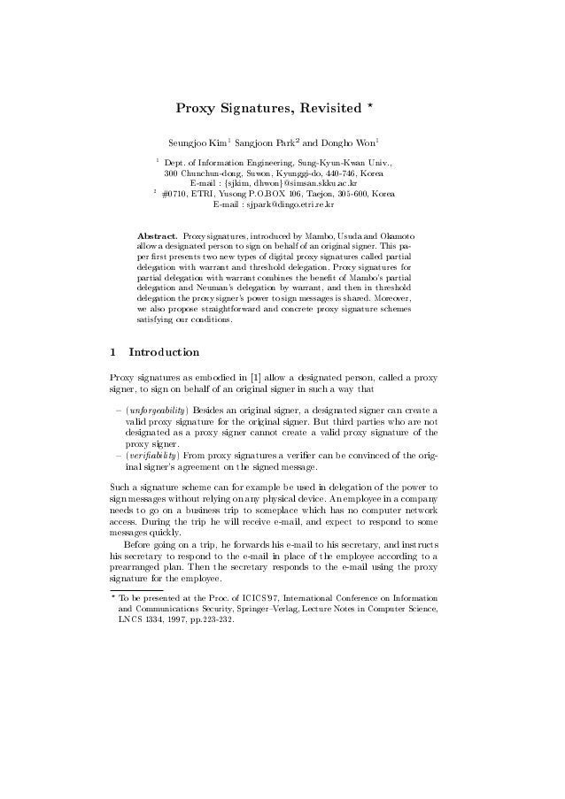 Proxy Signatures, Revisited