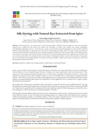 Silk Dyeing with Natural Dye Extracted from Spice | PDF
