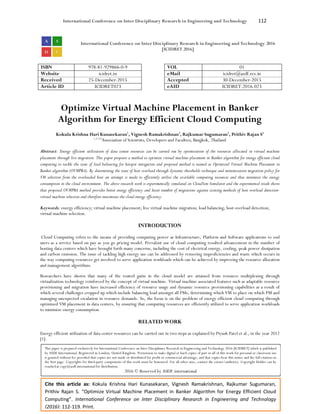 Optimize Virtual Machine Placement in Banker Algorithm for Energy Efficient Cloud Computing | PDF