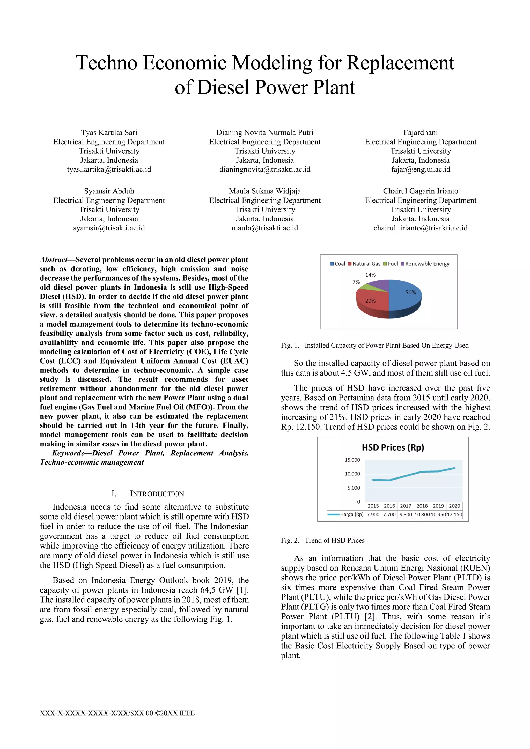 Techno Economic Modeling for Replacement of Diesel Power Plant | PDF