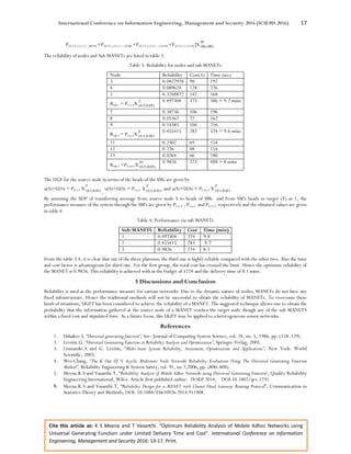 Optimum Reliability Analysis of Mobile Adhoc Networks using Universal Generating Function under ...