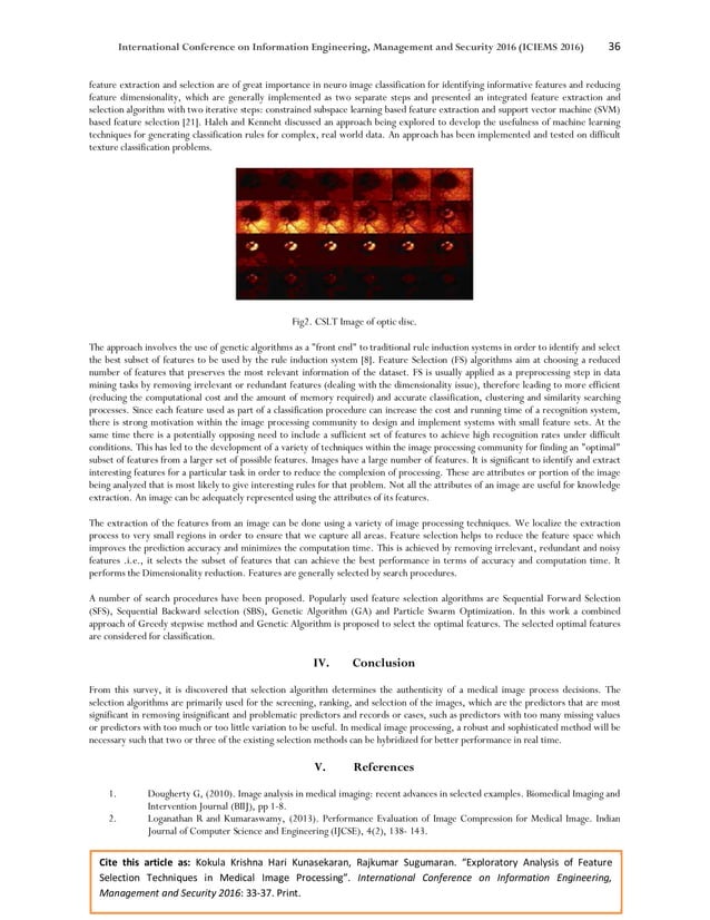 Exploratory Analysis of Feature Selection Techniques in Medical Image ...