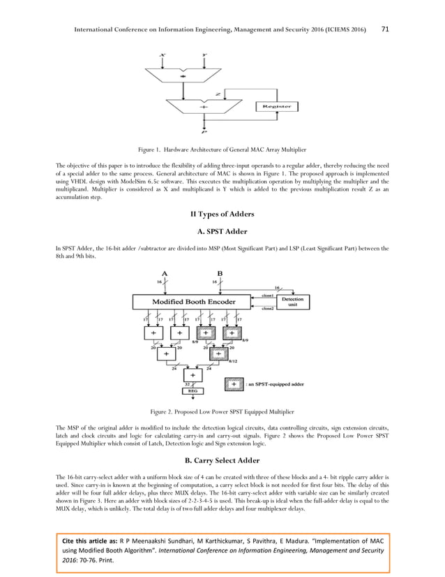 Implementation of MAC using Modified Booth Algorithm | PDF