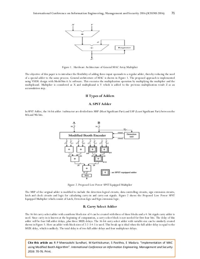Implementation Of Mac Using Modified Booth Algorithm