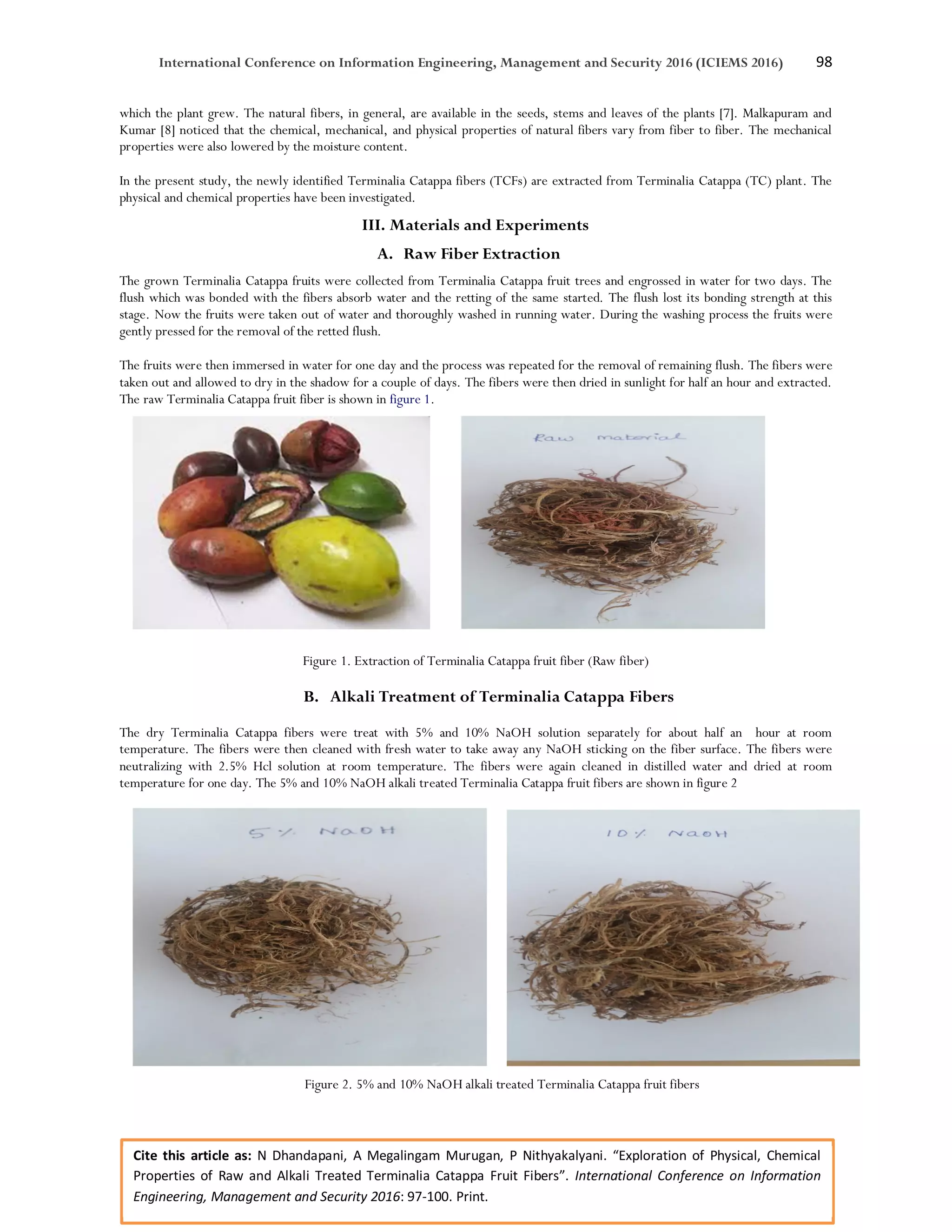 Exploration of Physical, Chemical Properties of Raw and Alkali Treated Terminalia Catappa Fruit ...