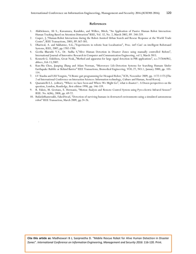 Mobile Rescue Robot For Alive Human Detection In Disaster Zones Pdf