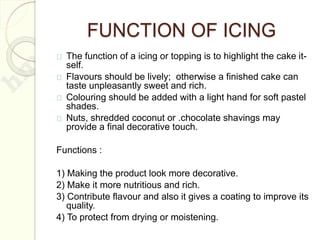Icings | PPTX | Desserts and Baking | Food & Drink