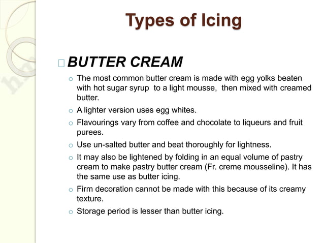 Icings | PPTX | Desserts and Baking | Food & Drink
