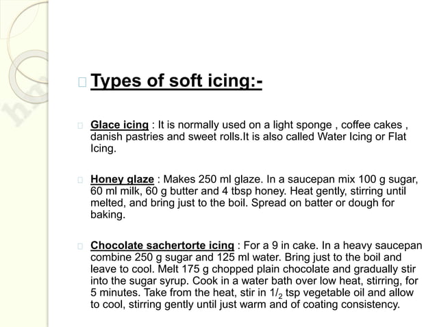 Icings | PPTX | Desserts and Baking | Food & Drink