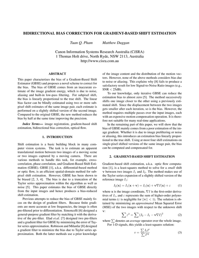 Bidirectional Bias Correction For Gradient Based Shift Estimation Pdf