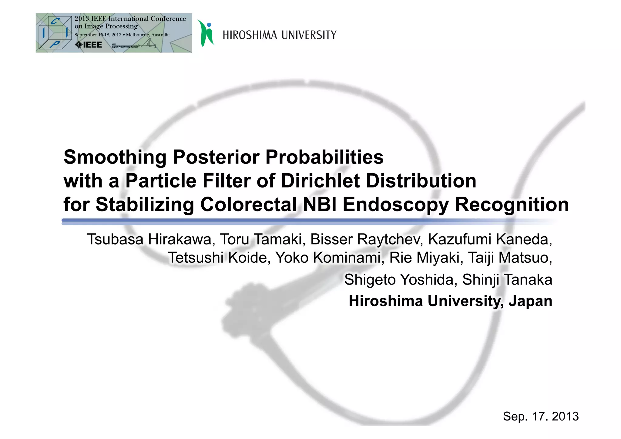 SMOOTHING POSTERIOR PROBABILITIES WITH A PARTICLE FILTER OF DIRICHLET ...