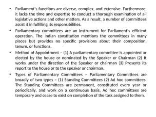 committee system in india explianed presentation | PPT