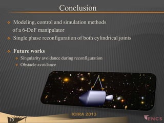 Modeling, Control and Simulation of a 6-DoF Reconfigurable Space Manipulator with Lockable ...