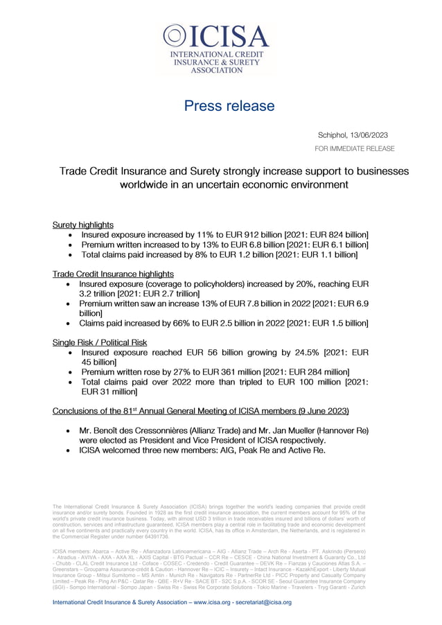 Exposición Mundial Trade Credit Insurance & Surety | PDF