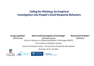 Falling for Phishing: An Empirical Investigation into People's Email Response Behaviours | PPT