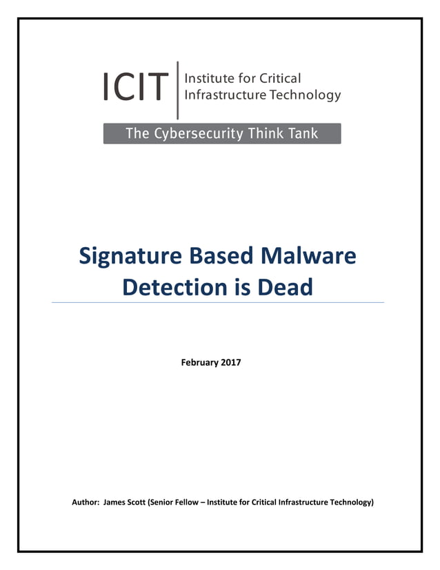 Icit analysis-signature-based-malware-detection-is-dead | PDF