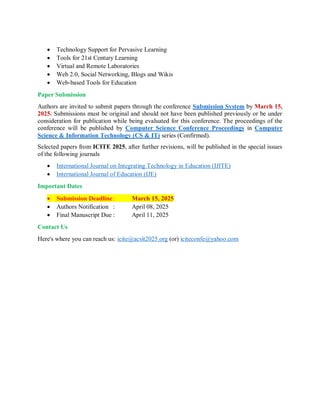 13th International Conference on Information Technology in Education (ICITE 2025) | PDF