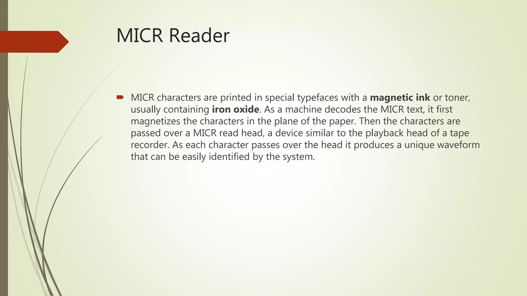MICR magnetic ink character reader | PPTX