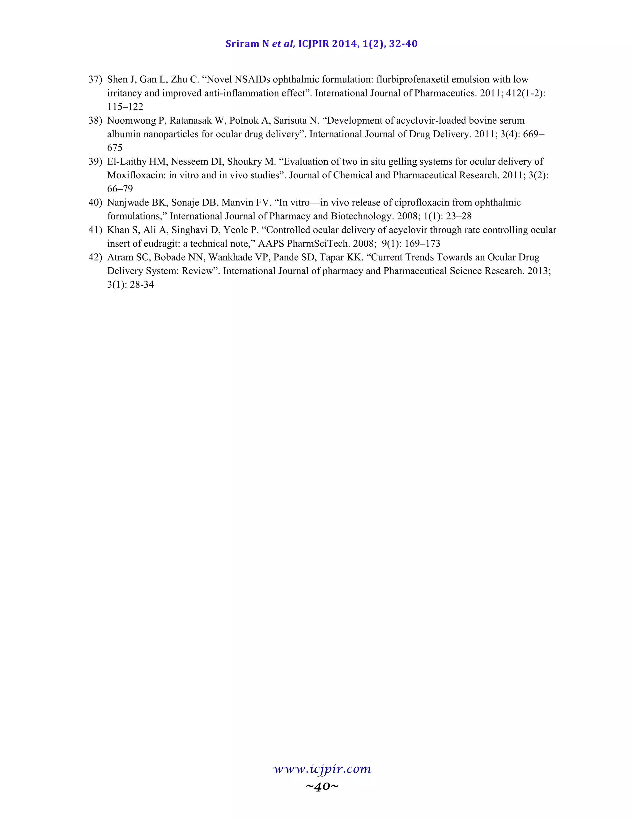 AN OVERVIEW OF OCULAR DRUG DELIVERY SYSTEM INCLUDING ROLE OF OCULAR ...