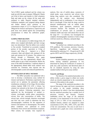 A newly validated HPLC method development for simultaneous estimation of ritonavir and lopinavir ...