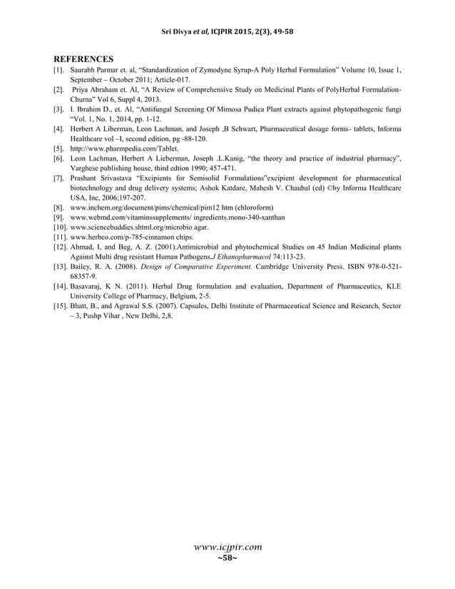 Development of Suitable Pharmaceutical Dosage forms through Herbal ...