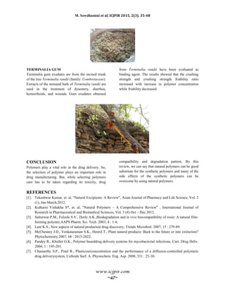 AN OVERVIEW ON NATURAL POLYMERS AS PHARMACEUTICAL EXCIPIENT | PDF