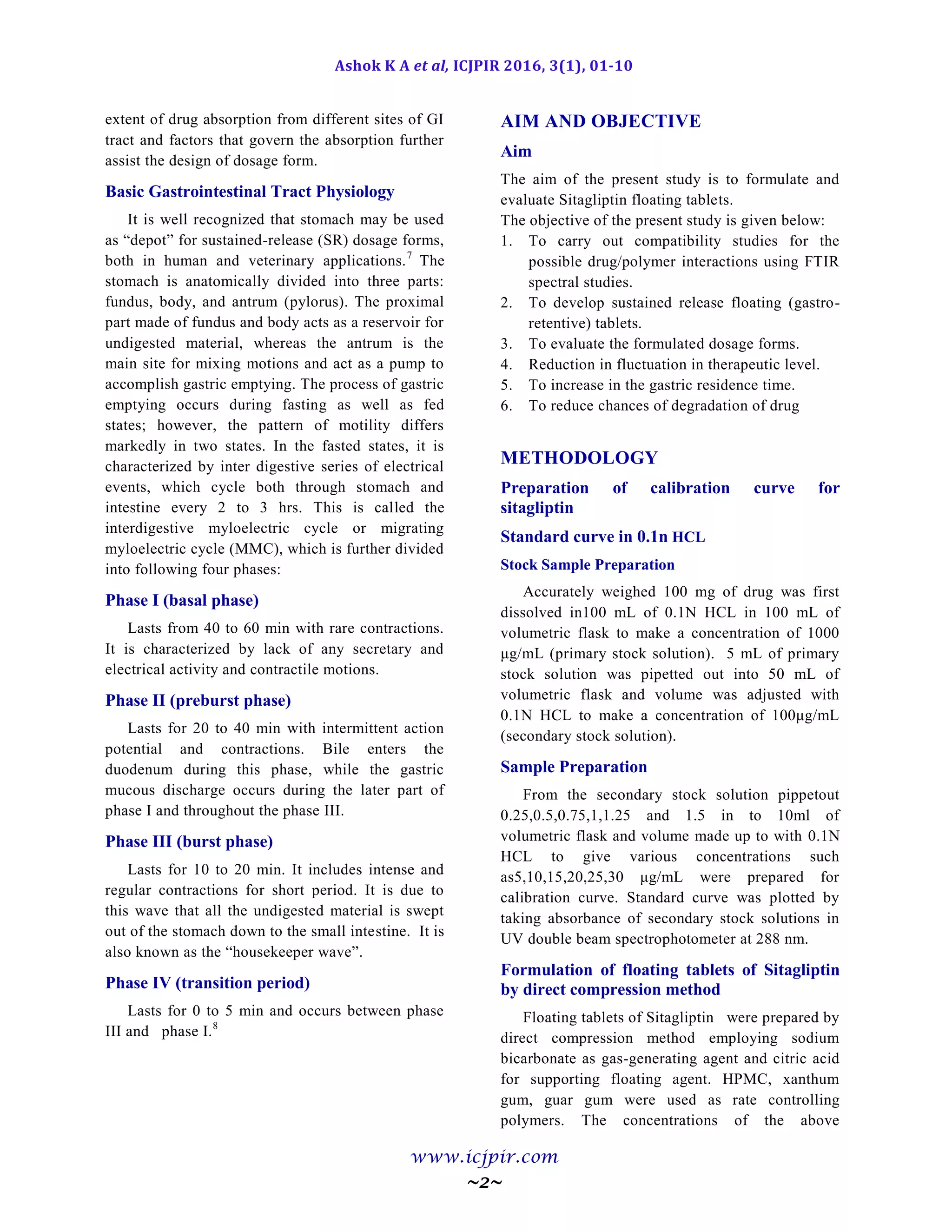 Formulation and evaluation of sitagliptan floating tablets | PDF