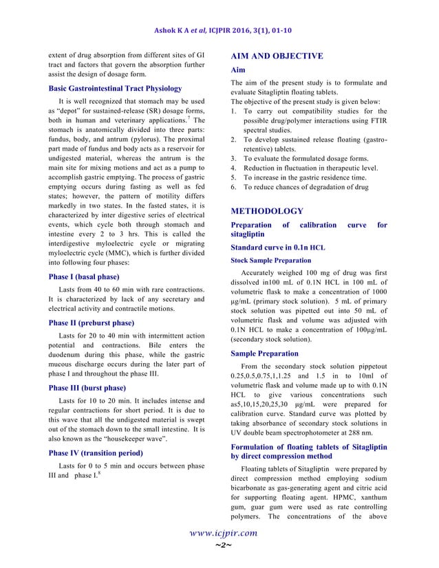 Formulation And Evaluation Of Sitagliptan Floating Tablets Pdf