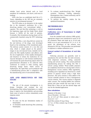 Formulation and evaluation of sumatriptan oral thin films | PDF