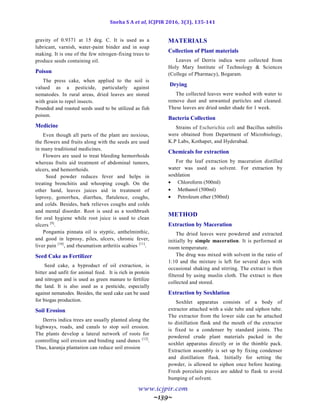 Anti bacterial activity of Derris indica leaf extracts | PDF