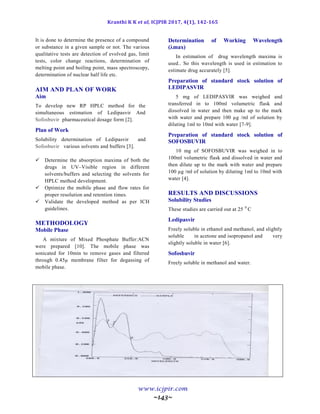 A new analytical method development and validation for the simultaneus estimation of ledipasvir ...